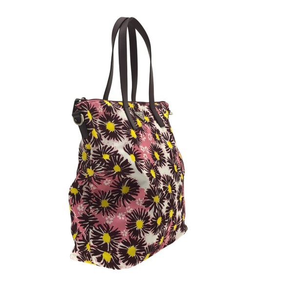 Prada | Bags | Prada Pattern Nylon Handbag Floral Multi Bordeaux ...